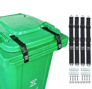 spmktqk trash can lock, 4pcs trash can locks for animals-long lasting, adjustable garbage can lid locks for outside squirrel, bear proof trash can lid lock, garbage can locks for various bins (4)