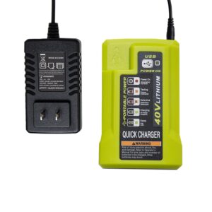 op403 usb port battery charger replacement for ryobi 40 volt battery charger p401a op403 op403a op404a op400 op401 op400a op406a, compatible with ryobi 40 volt li-ion battery op40401 op4040a op1020a