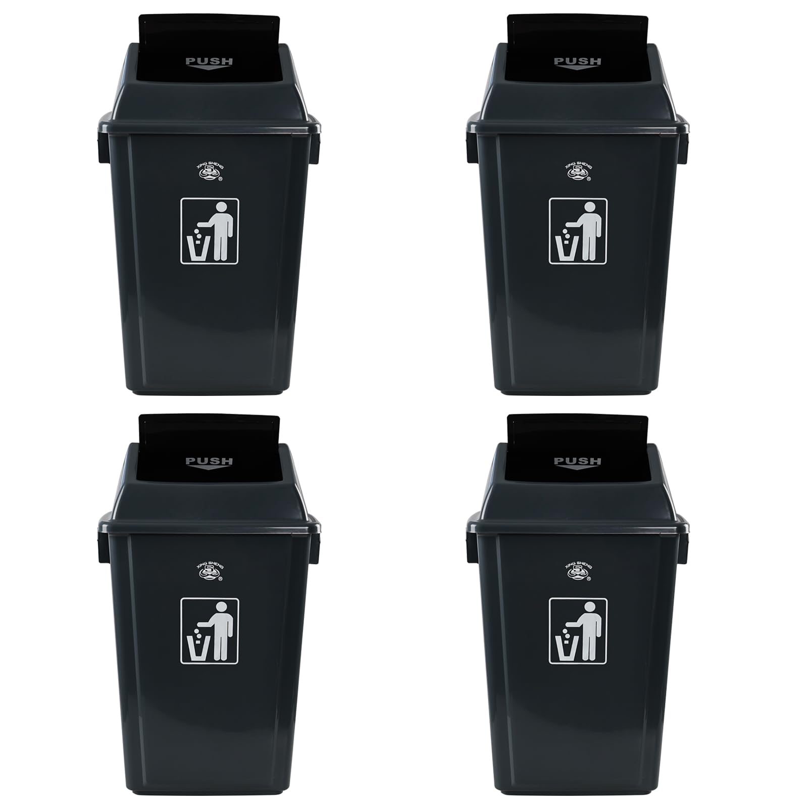 CadineUS 4-Pack 16 Gallon Large Garbage Can with Lid, Outdoor Swing Top Trash Bin