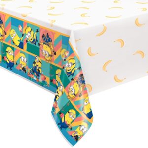 unique despicable me rectangular plastic tablecover - (54" x 84") 1 piece - perfect for birthdays and minion-themed celebrations