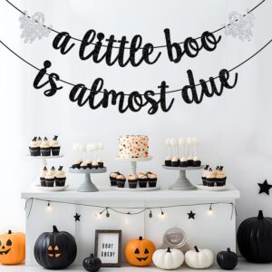 A Little Boo is Almost Due Banner, Halloween Baby Shower Banner, Fall Halloween Baby Shower Gender Reveal Party Decorations, Black Glitter