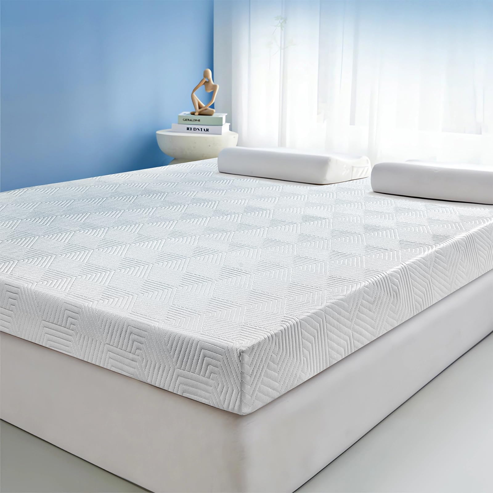 PECASOY 4 Inch Cooling Memory Foam Mattress Topper Twin, Thick High Density Foam Bed Topper with Washable Cover, Organic, Hypoallergenic, Fiberglass-Free, Oeko-TEX Twin Size Mattress Topper