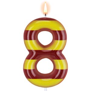 MTLEE Magical Wizard Birthday Candles Magic Wizard Inspired Themed Cake Candles Yellow and Brown Numeral Birthday Cake Topper for Kids Magical Theme Party Supplies Decorations (Number 8)