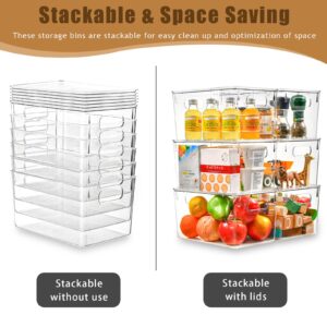 6 Pack Clear Storage Bins with Lids, 7 Quart Stackable Storage Boxes for Storage and Organization, Plastic Storage Containers with Lids, Plastic Bins with Handles for Office, Bedroom, Study Room