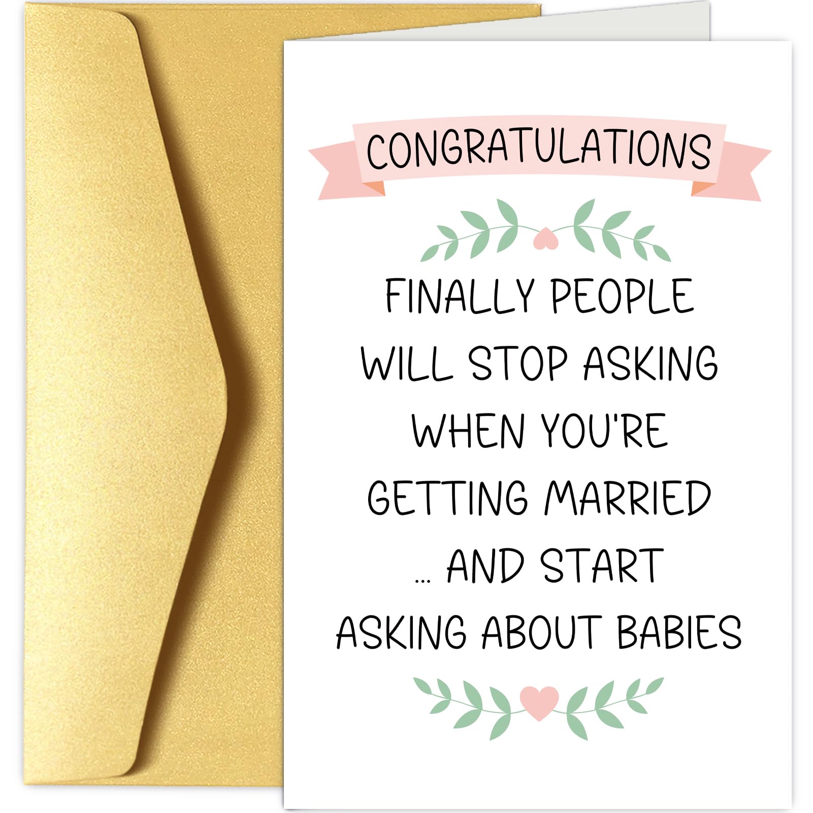 Funny Wedding Congratulations Card for Friend, Wedding Card for Couple, Bride Shower Card, Congrats Engagement Card, Will Stop Asking When You're Getting Married