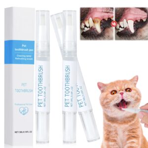 3 pcs pet toothbrush pen, dog teeth cleaning pen, dog tartar remover for teeth, cat/dog tooth whitening & cleaning, natural plant substance-pet teeth repairing kit