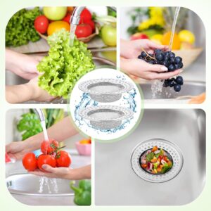 Diboniur 2 Pieces Kitchen Sink Strainer, Stainless Steel Sink Strainer, 8cm Kitchen Sink Strainer for Shower, Bathtub, Washbasin