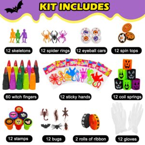 Halloween Party Favors Supplies for Kids, Gloves Stuffed Toys Gifts Bulk for Toddlers - Set of 12, Halloween Basket Goodie Bag Stuffer Fillers, Classroom Treats Prizes for Boys Girls