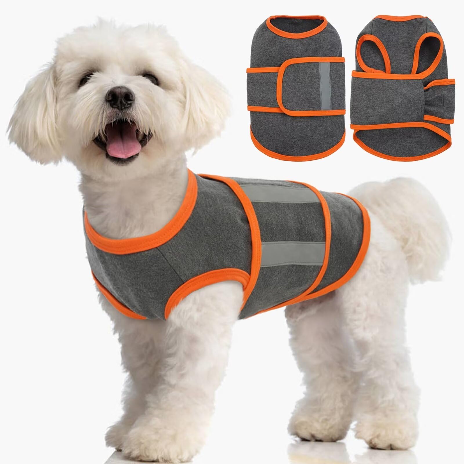 MIGOHI Dog Anxiety Vest,Soft Dog Anxiety Relief Coat,Calming Vest Wrap for Thunderstorm,Fireworks,Travel and Separation,Anxiety Relief for Dogs,Dog Firework Anxiety Relief for Small Dogs,XS,Gray