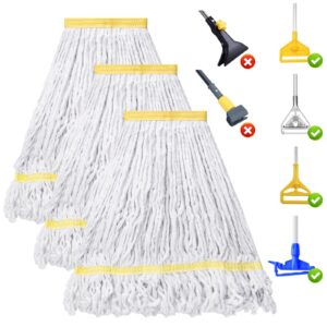 kefanta 3 pack heavy duty commercial mop head replacement,looped end string cotton mop heads,industrial wet mop refill for floor cleaning