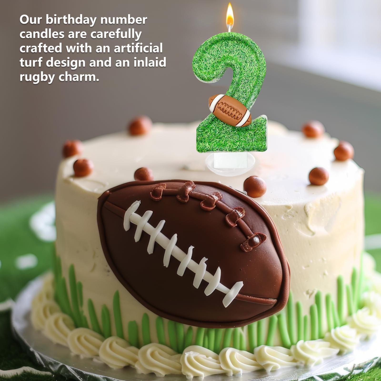 laackys Football Party Decorations Birthday Candles Number Cake Candles Green Football Field Cake Decoration Party Anniversary Decoration, Suitable for Football Birthday Theme, Party (2)