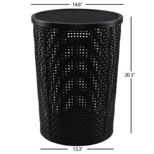 Joyeen 6 Pack 50 L Plastic Laundry Basket with Lid, Round Dirty Clothes Hamper, Black