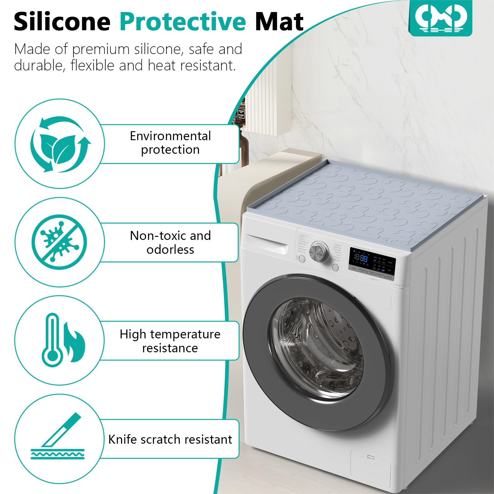 CMDZHF Washer and Dryer Covers for The Top 23.6 x 19.6'' Washer and Dryer Top Protector Mat Washing Machine Mat for Top of Washer Waterproof Dust Top Cover for Home Kitchen Laundry Room