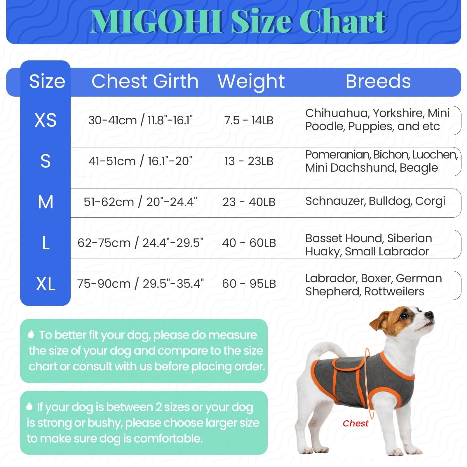 MIGOHI Dog Anxiety Vest,Soft Dog Anxiety Relief Coat,Calming Vest Wrap for Thunderstorm,Fireworks,Travel and Separation,Anxiety Relief for Dogs,Dog Firework Anxiety Relief for Small Dogs,XS,Gray