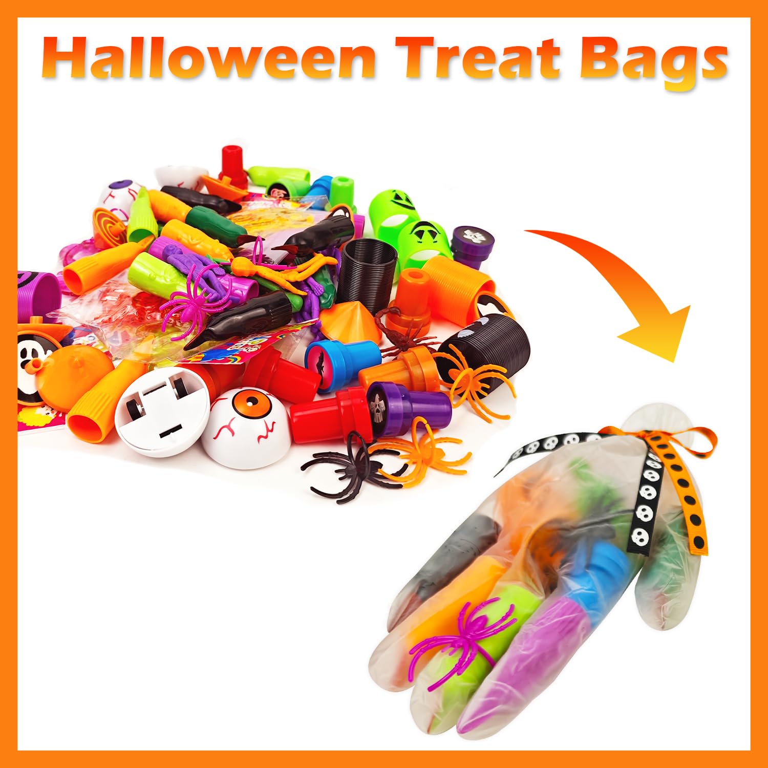 Halloween Party Favors Supplies for Kids, Gloves Stuffed Toys Gifts Bulk for Toddlers - Set of 12, Halloween Basket Goodie Bag Stuffer Fillers, Classroom Treats Prizes for Boys Girls