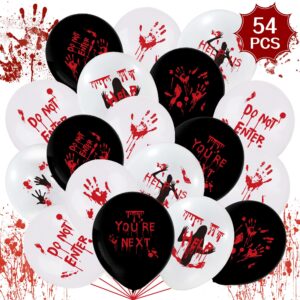 54pcs scary halloween balloons,12 inch halloween bloody handprint balloons blood dplatter balloons horror balloons decorations for zombie vampire haunted house crime party supplies