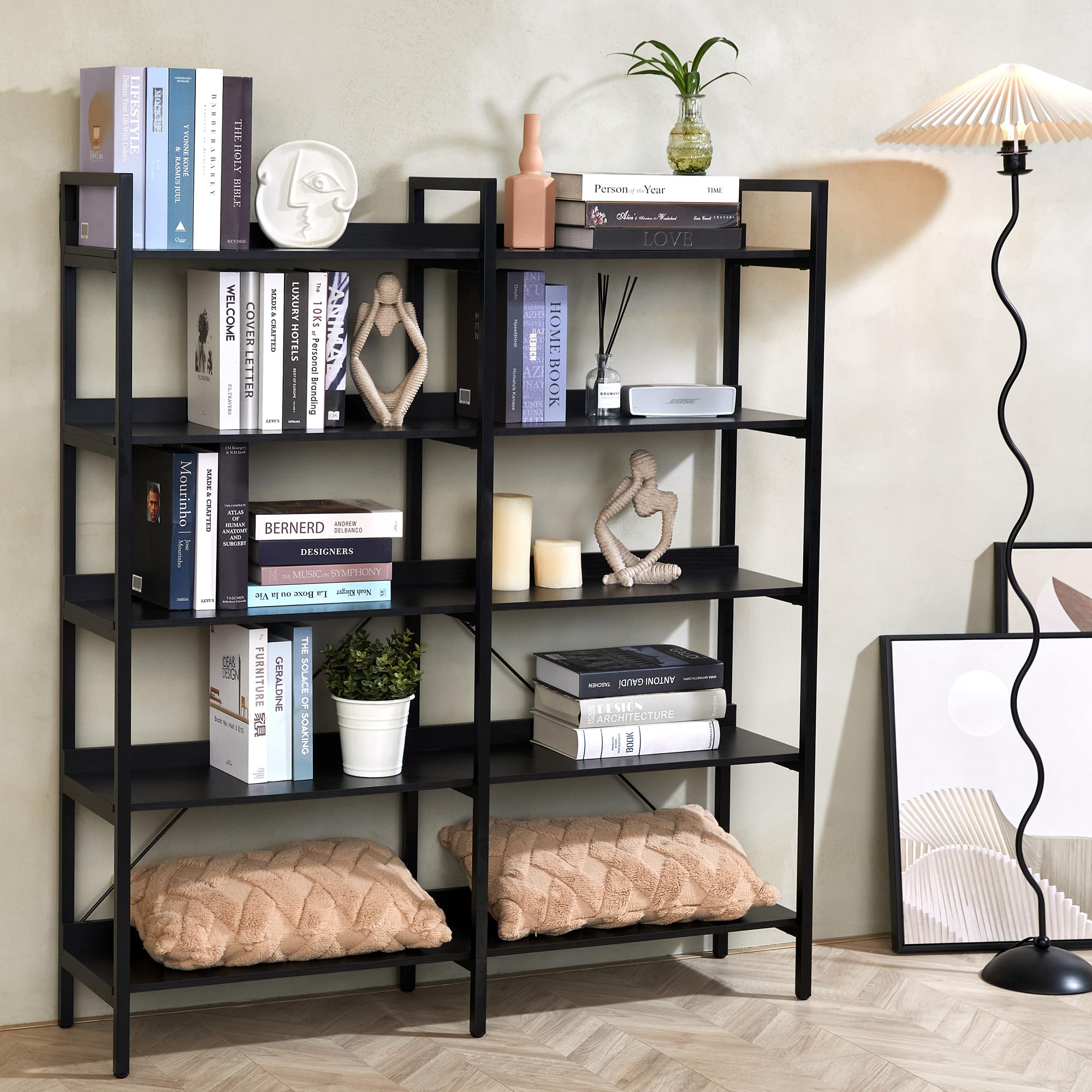 Netstar Book Shelf, 5 Tier Bookcase, 41.24'' Book Case Tall Bookshelf for Books, Display Shelves Shelf Storage Organizer, 5 Open Book Shelves, Corner Storage Shelve for Home Office, Living Room