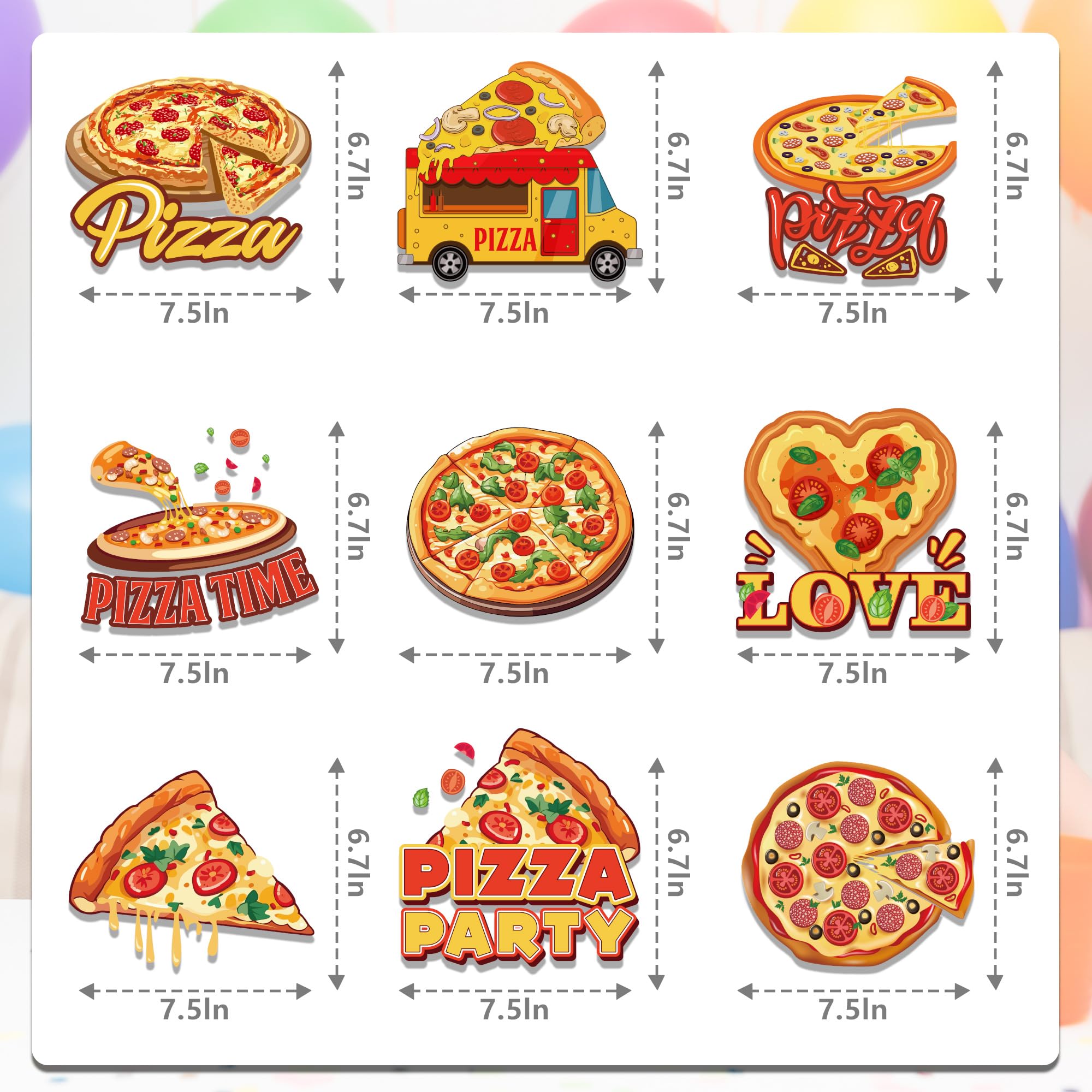 9PCS Pizza Centerpieces for Tables - Pizza Party Decorations Pizza Table Decorations Pizza Theme Party Supplies for Birthday Baby Shower Pizza Party Game Pizza Party Favors