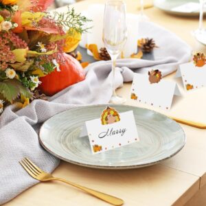 60 Pcs Thanksgiving Name Cards for Table, Turkey Thanksgiving Place Cards, Fall Place Cards for Thanksgiving Dinner Party Decoration, Thanksgiving Place Settings Size 3.5*2.2 inches (Thanksgiving)