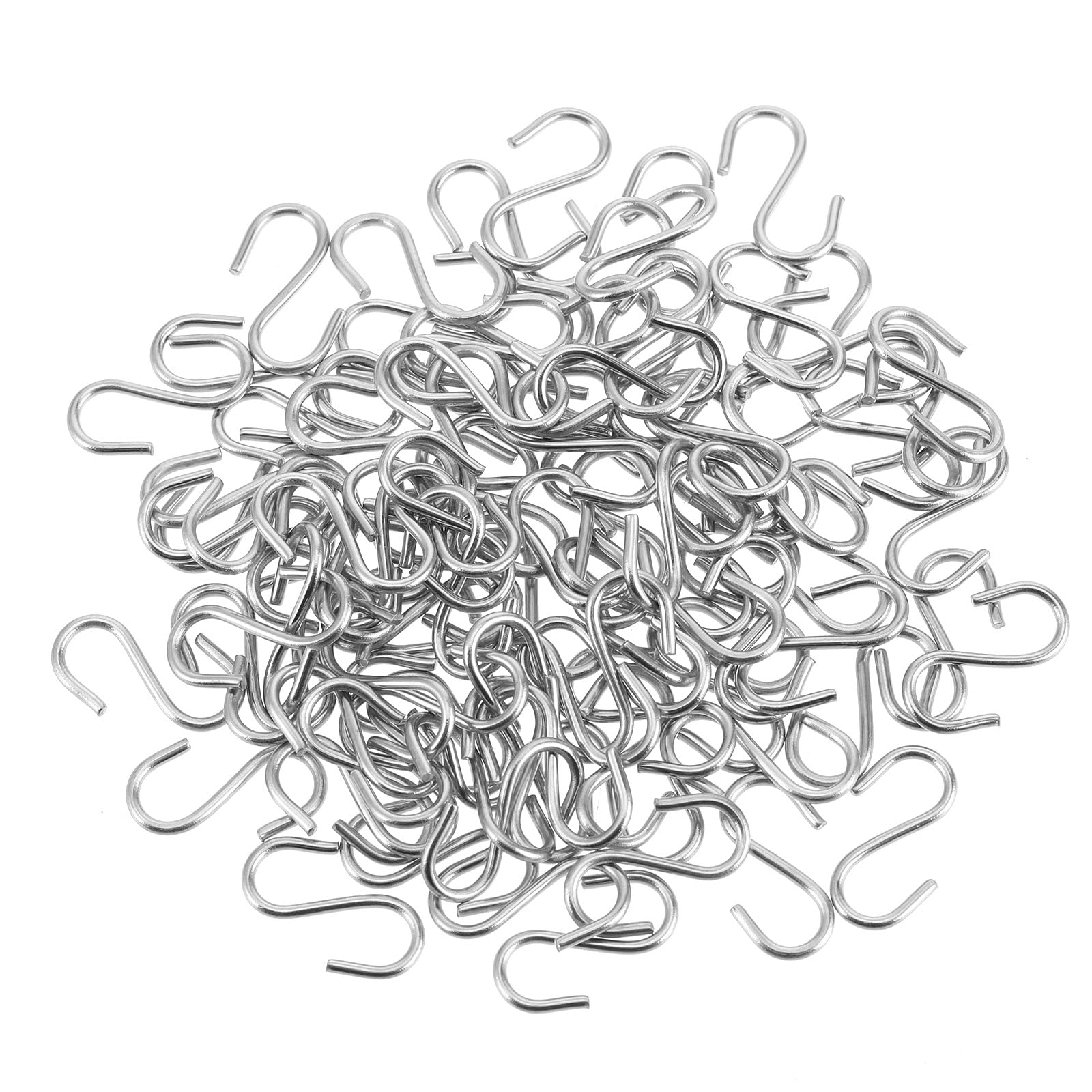 100 Pcs Mini S Hooks for Hanging Small S Hook for Jewelry Metal S-hook Mini S Shaped Hanger for Christmas Ornament 1/2 Inch Wire Hangers for Crafts DIY Iron S-Shaped Connectors for Key Chain(SiIver)