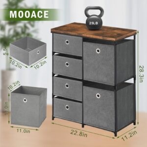 MOOACE 6 Drawers Storage Organizer, Fabric Storage Drawers Dresser and Chest of Drawers, Small Dresser Cube Storage Shelf for Closets Living Room Hallway Entryway, Grey