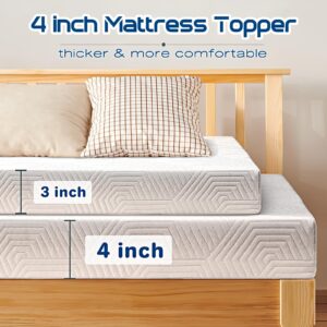 PECASOY 4 Inch Cooling Memory Foam Mattress Topper Twin, Thick High Density Foam Bed Topper with Washable Cover, Organic, Hypoallergenic, Fiberglass-Free, Oeko-TEX Twin Size Mattress Topper