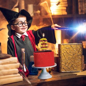 MTLEE Magical Wizard Birthday Candles Magic Wizard Inspired Themed Cake Candles Yellow and Brown Numeral Birthday Cake Topper for Kids Magical Theme Party Supplies Decorations (Number 8)