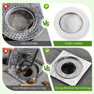 Diboniur 2 Pieces Kitchen Sink Strainer, Stainless Steel Sink Strainer, 8cm Kitchen Sink Strainer for Shower, Bathtub, Washbasin