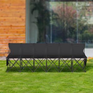 VEVOR Portable Folding Bench, 6 Seats Foldable Sideline Bench, Outdoor Camping Bench Chair with Carry Bag & Backrest, Team Sport Sideline Bench for Football Fishing, No Assembly Instant Seating, Black