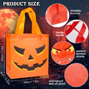 Hpscdyo 24 Pcs Halloween Treat Bags, 6 Cute Halloween Patterns Laminated Non-Woven Candy Tote Gift Bags with Handle for Kids' Halloween Trick or Treat Party Favor Supply