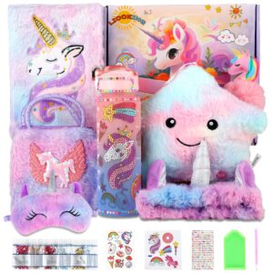 liooking unicorn gifts toys for girls age 4 5 6 7 8 9 10,unicorn toy with light up plush star pillow unicorn diary with lock for girls age 6-8 eye mask for teens girl christmas birthday gifts ideas