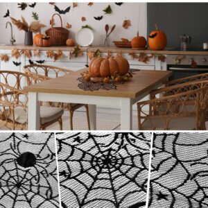 Halloween Decorations Indoor Set, 52pcs Halloween Party Decorations, Halloween 3D Bats |Spiderweb Table Runner & Cobweb Fireplace Mantel Scarf | Spooky Happy Halloween Banner for Home Indoor Decor