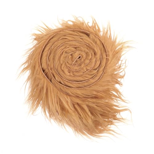 Lusofie 1Pc Faux Fur Fabric Brown Fur 4 x 60inch Fake Craft Fur Fluffy Fuzzy Fur Fabric Precut Strips for Costume DIY Gnomes Beard Santa Claus Hair Dwarf Cosplay Christmas Decoration