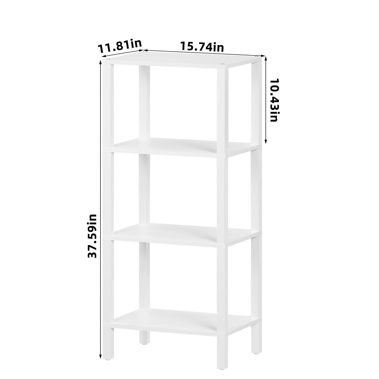 YUFAM 4 Tier Tall Wooden Bookshelf with Storage - Small White Bookcase for Small Spaces, Small Shelf for Living Room, Office, Bedroom, Kitchen - Industrial Modern Book Shelf