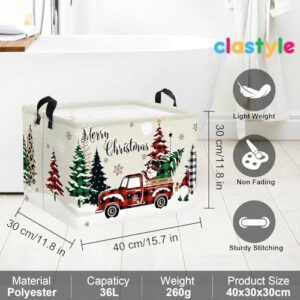 Clastyle Large Plaid Truck Christmas Tree Basket Snowman Gnome Merry Christmas Gift Basket Kid Leopard Spots Snowflate Book Shelf Basket Rectangle Toy Clothes Nursery Storage Cube