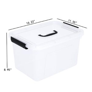 Uumitty 4-Pack 17.5 Quart Plastic Storage Bins with Lids, Stackable Storage Organizing Box with Handle, Clear