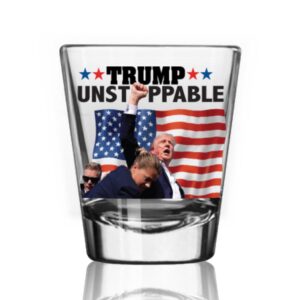 trump shot 2024 trump collectible trump 2oz shot glass - made in america & dishwasher safe! trump survived shot assassination attempt trump rally fist pump fight patriotic gift trump merchandise