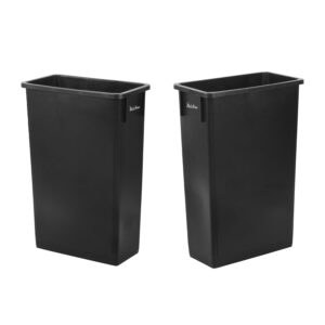 plastic prince (2 pack) 23 gallon slim trash can, commercial gray rectangular garbage can, waste bin for home/kitchen/cabinet