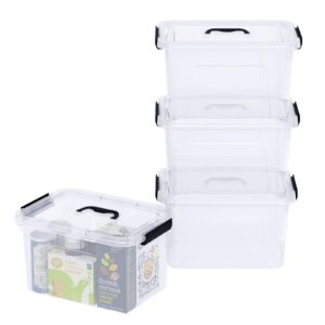 uumitty 4-pack 17.5 quart plastic storage bins with lids, stackable storage organizing box with handle, clear