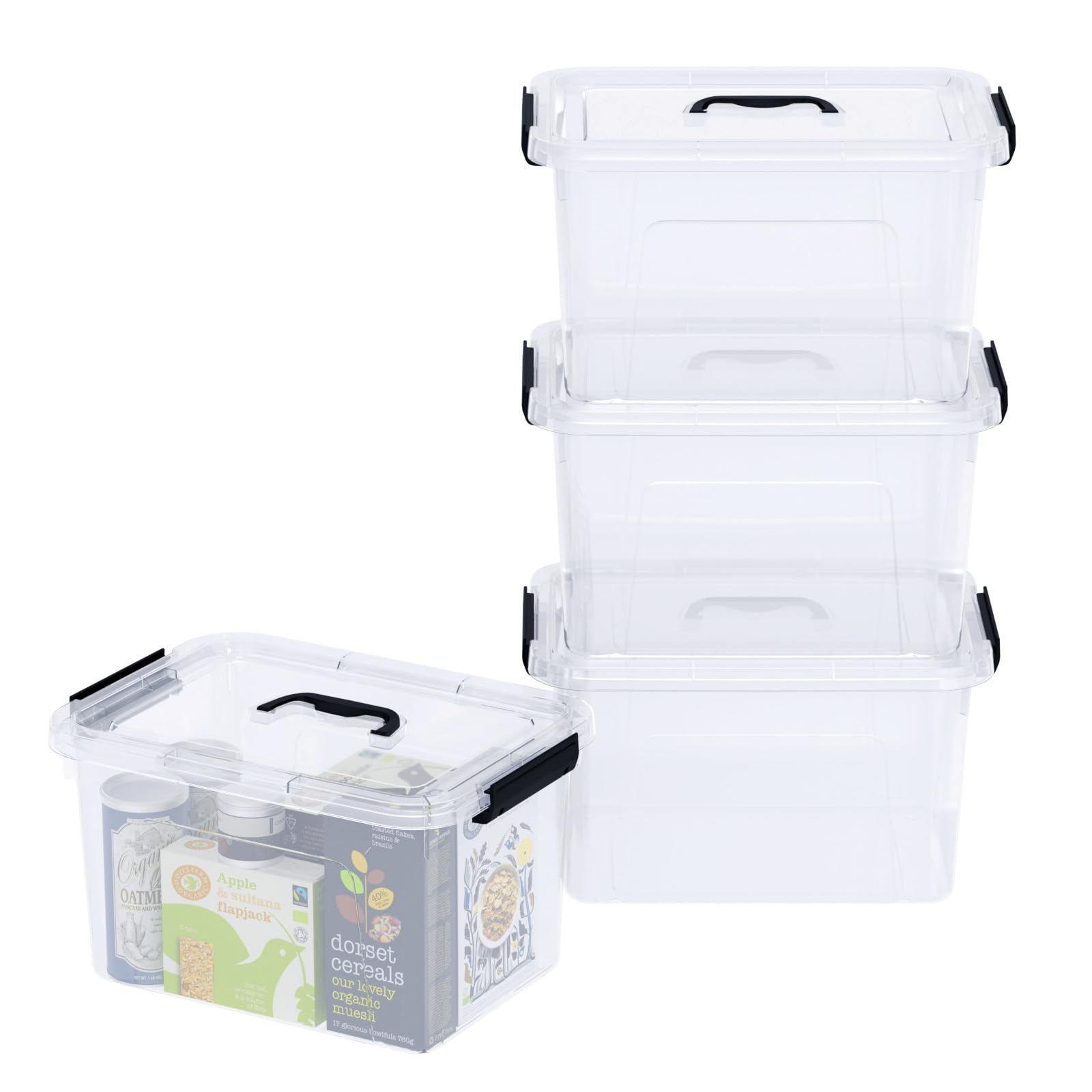 Uumitty 4-Pack 17.5 Quart Plastic Storage Bins with Lids, Stackable Storage Organizing Box with Handle, Clear