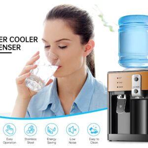 Water Dispenser, Top Loading Water Cooler for 1.2 to 5 Gallon, 3 Temperature Settings Room Temperature Water Cold Hot Water Dispenser, Bedside Water Dispenser for Home, Office, Dormitory Use