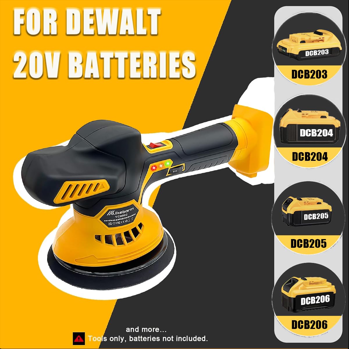 Car Buffer Polisher for Dewalt 20V Battery, Orbital Polisher with 6 Variable Speed, Power Polisher Replace DCM849B for Car Detailing/Polishing/Waxing(Battery Not Included)