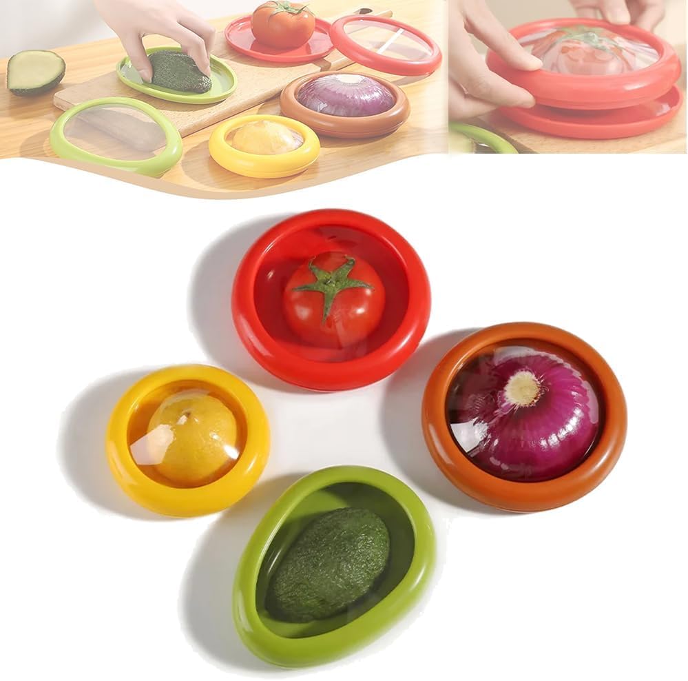 Silicone Fruit Storage Box, 2024 New Silicone Fruit Storage Containers, Set of 4 Reusable Storage Containers for Fridge, Fresh Pods For Food, Fresh Stretch Pod to Keep Fresh Vegetable (4Pcs)