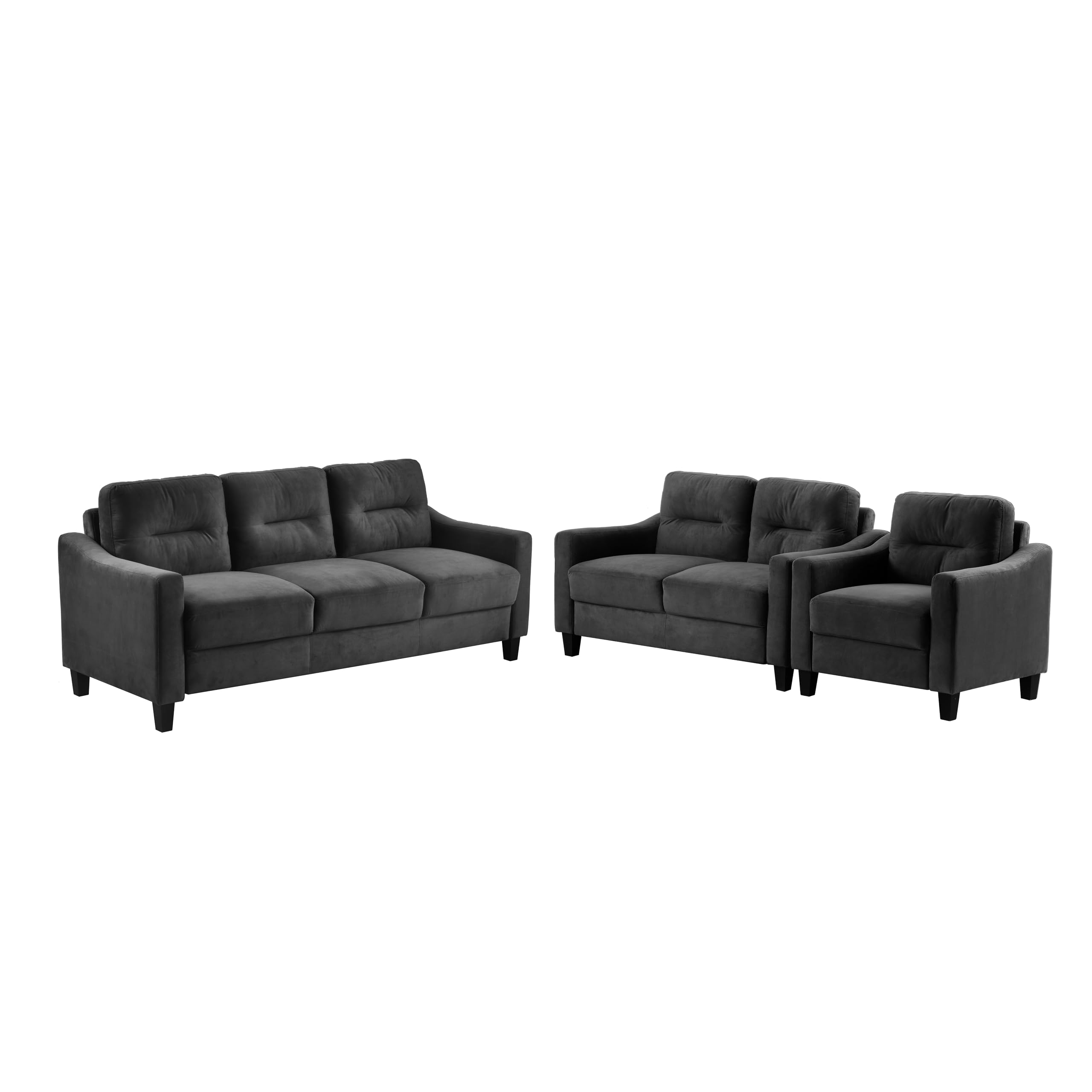 3 Pieces Living Room Furniture Sets, Including 3-Seater Sofa, Loveseat and Armchair, Upholstered Sectional Sofa&Couch with Cushion Backrest, Comfy Sofa Couch for Living Room, Apartment, Lounge Room