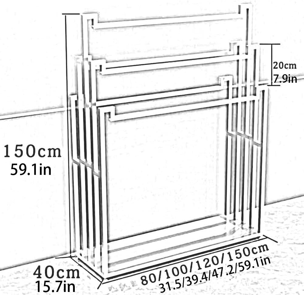 Double Side Scarf Holder Organizer, Stand Floor Standing Scarf Display Stand, Metal Freestanding Scarf Holder, Retail Display Stands for Clothing Retail Stores, Shop(Black,15.7*59.1*59.1in)