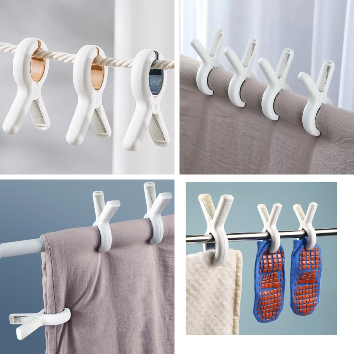 12 Pack Beach Towel Clips - Heavy-Duty Plastic Clothes Pins-Windproof Clothes Clips- Securely Holds Towels, Clothes, and More - Perfect for Beach Chairs, Picnic Tables, and Outdoor Activities