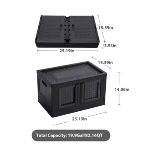 A ALFRESCOOL 82Qt Plastic Storage Bins with Drawers - Foldable Stackable Storage Bins with Lids - Closet Craft Organizers and Storage Drawer Storage for Bedroom Study Toy Room Office Black