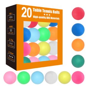 meizhouer colored ping pong balls: 20 pack 3 star 40mm table tennis balls for outdoor training yard party kids game cat dog ferret toys (pack of 20)