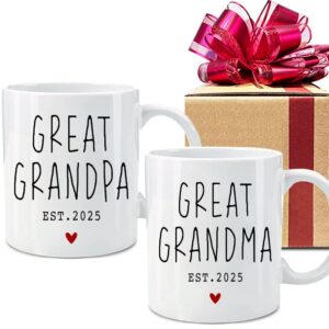 vlug great grandparents est 2025 mugs set, est 2025 new grandparents gift, pregnancy announcement pregnancy reveal mug, new grandma grandpa gift, first time grandparents gift (white)