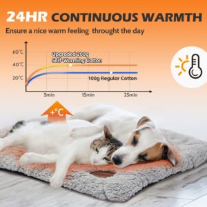 Self Warming Cat Bed Self Heating Cat Dog Mat 24 x 18 inch Soft & Fluffy Cat Bed Noiseless Thermal Pet Pad for Indoor Outdoor Pets with Removable Cover Non-Slip Bottom (29.5"L x 18.9"W x 1.2"Th)